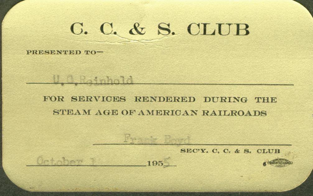 CC&S Club Membership Card | The Nickel Plate Archive
