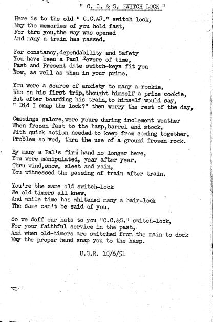 CC&S Poem by U.G.R. | The Nickel Plate Archive