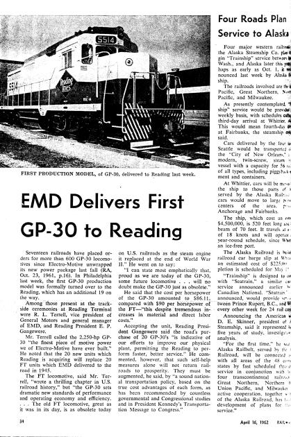 EMD Delivers First GP30 | The Nickel Plate Archive