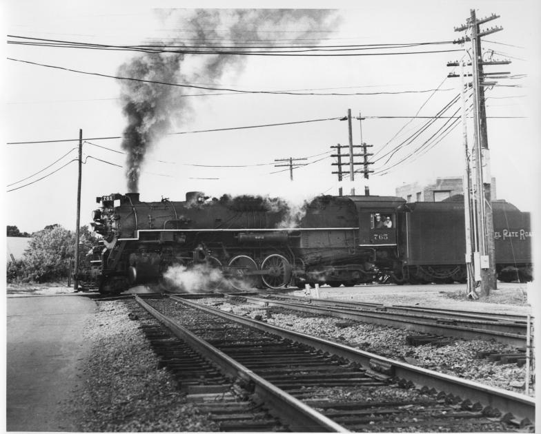 NKP 765 Bellevue OH x-ing NKP on W&LE 6-82 | The Nickel Plate Archive