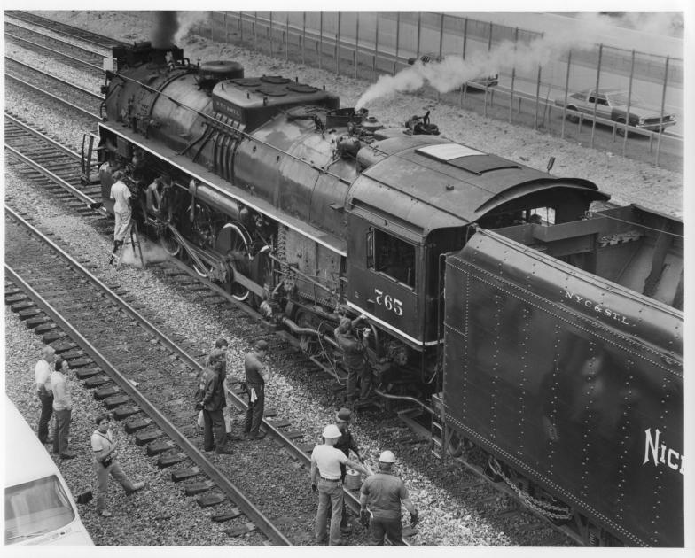 NKP 765 Gang Mills NY looking down on the 765 | The Nickel Plate Archive