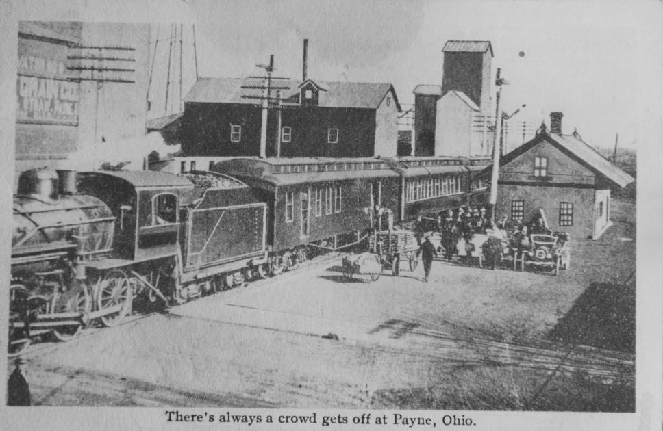 NKP Depot Payne OH view with train NKPHTs | The Nickel Plate Archive