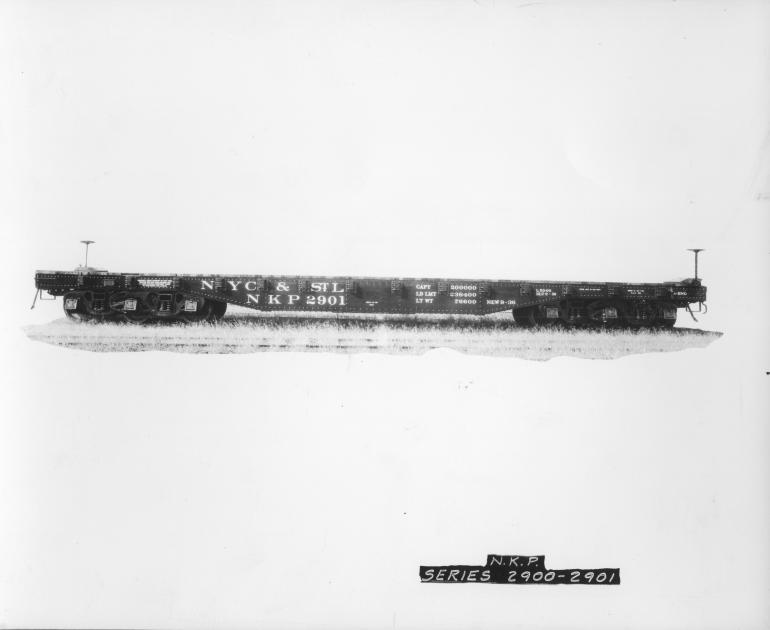 NKP Flat Car 2900 100 ton Builders Photo 1936 | The Nickel Plate Archive