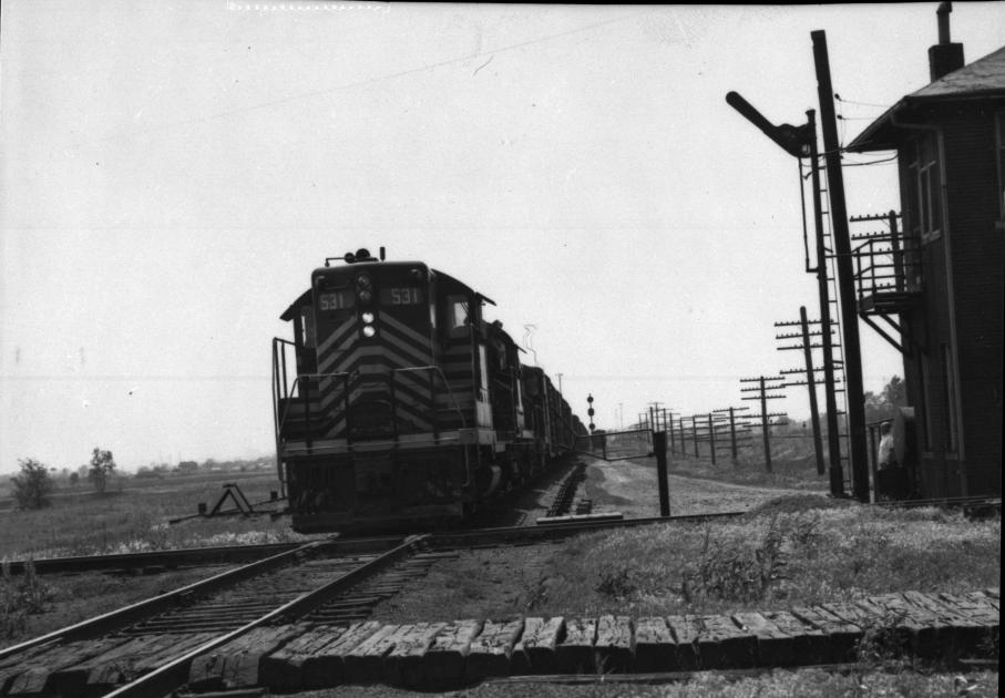 NKP GP9 531 passing Tower EB 1950's | The Nickel Plate Archive