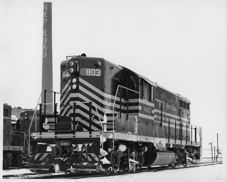 NKP GP9 803 Bellevue OH 3-1958 NKPHTS | The Nickel Plate Archive