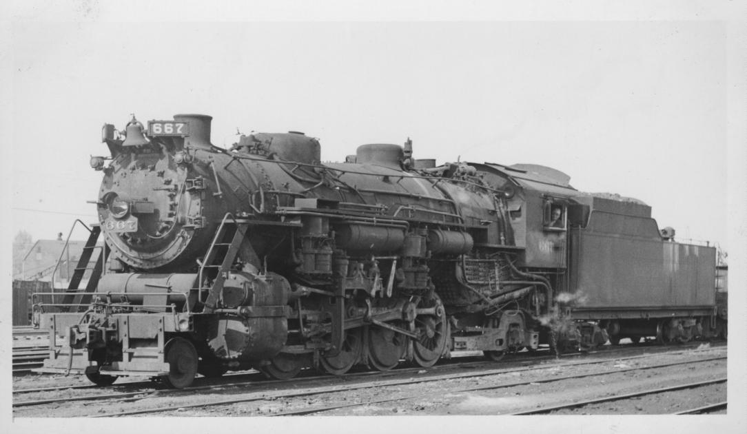 NKP H-6f 667 Cleveland OH 6-6-1952 | The Nickel Plate Archive