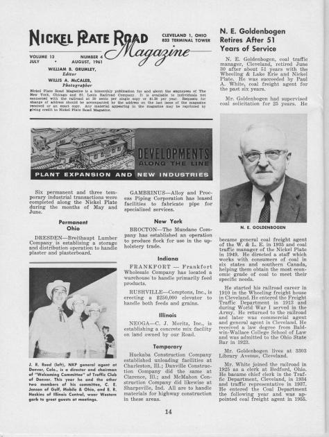 NKP Mag - N.E.Goldenbogen Retires | The Nickel Plate Archive