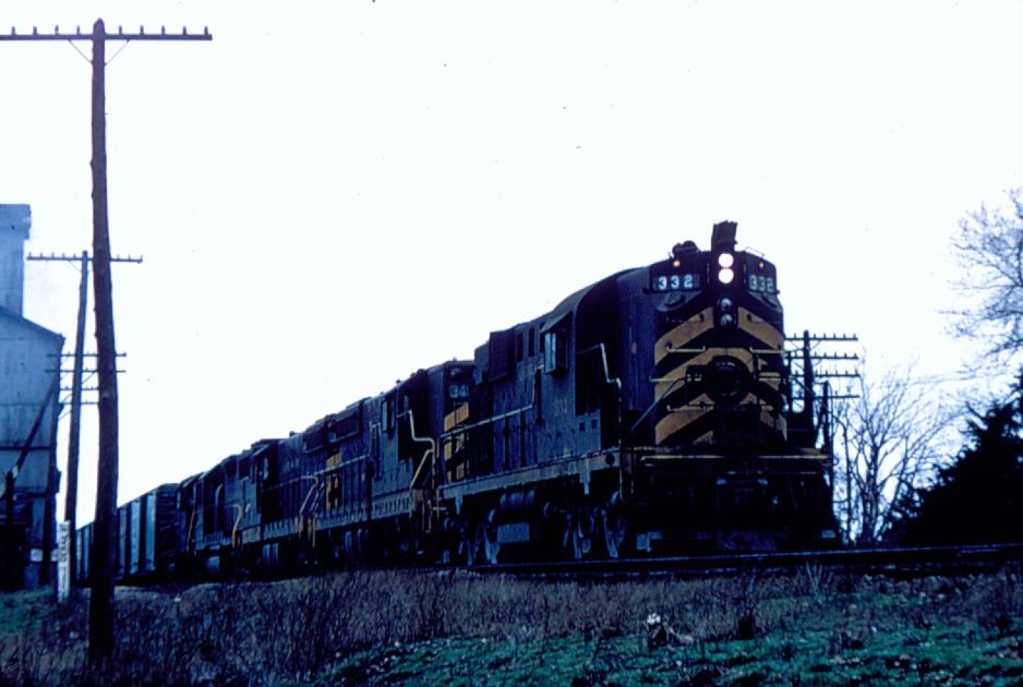 NKP RSD12 332 right front view with train | The Nickel Plate Archive