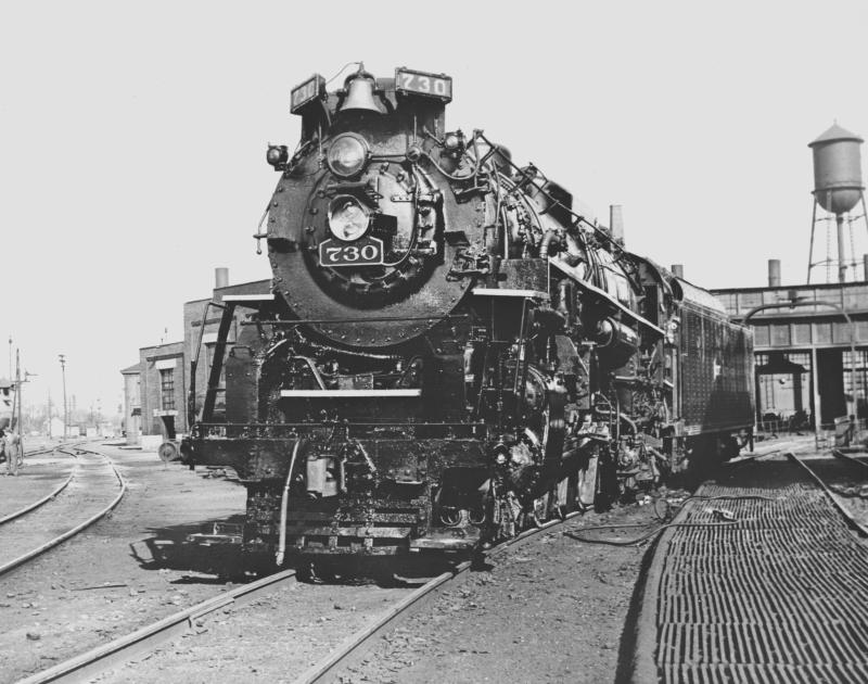 NKP S-1 730 Frankfort IN Head on view 1950 | The Nickel Plate Archive