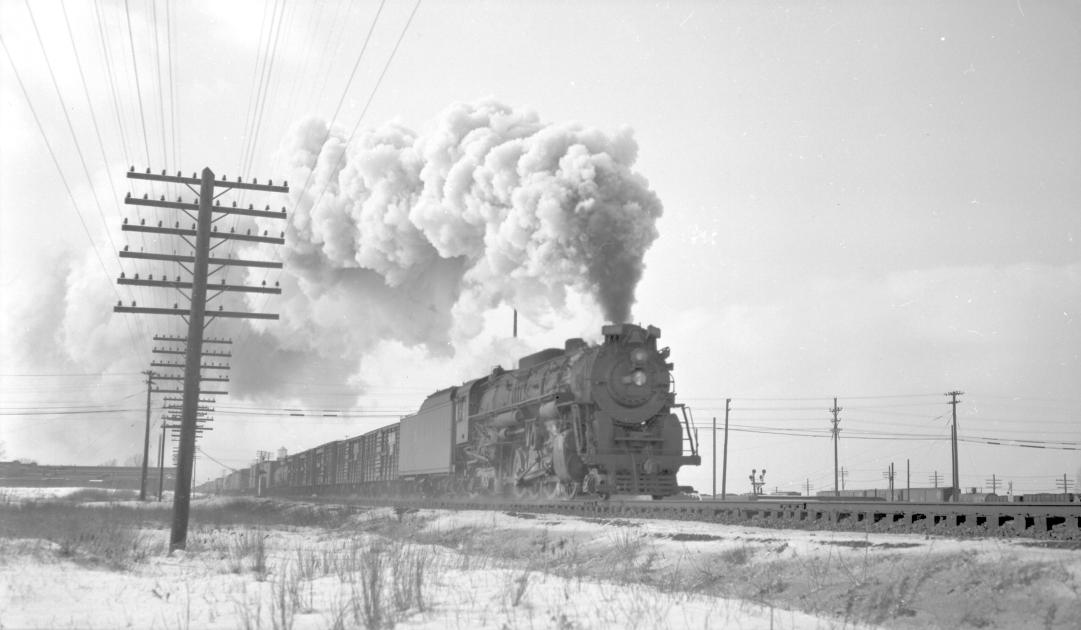 NKP S-1 738 Erie PA 2-2-1957 eb with stock cars | The Nickel Plate Archive