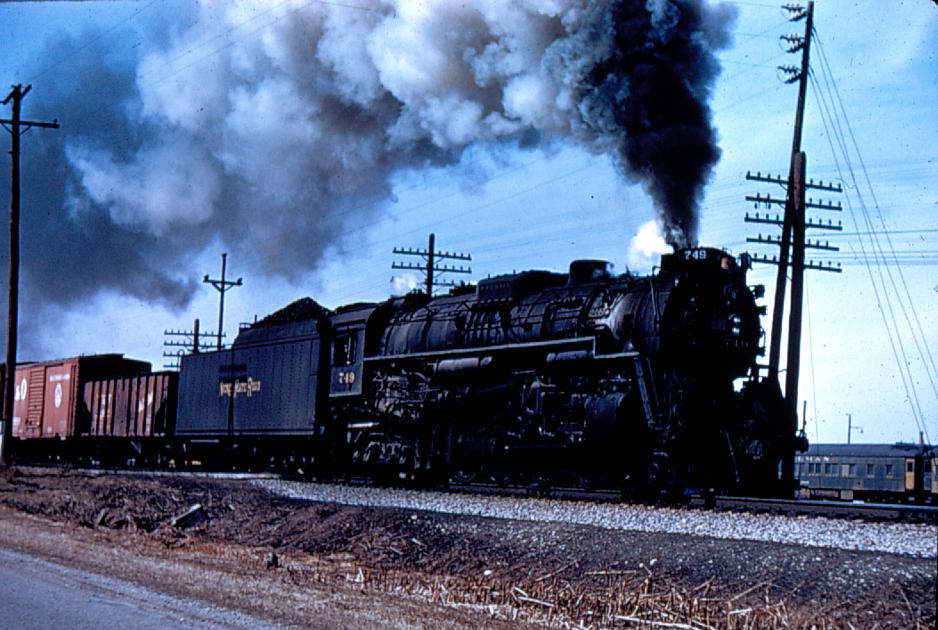 NKP S-2 749 casad IN eastbound with train | The Nickel Plate Archive