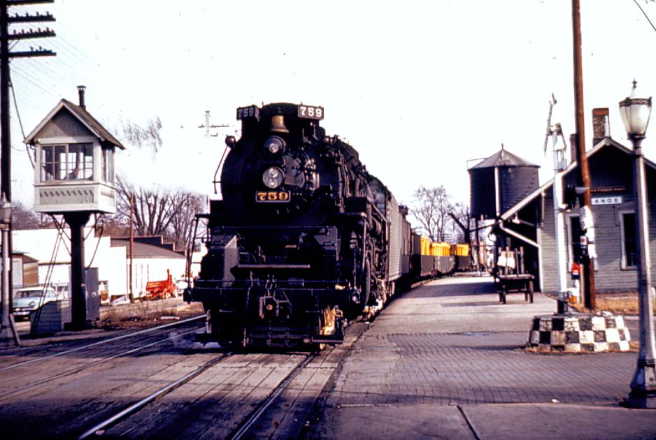 NKP S-2 759 Knox IN westbound with train | The Nickel Plate Archive