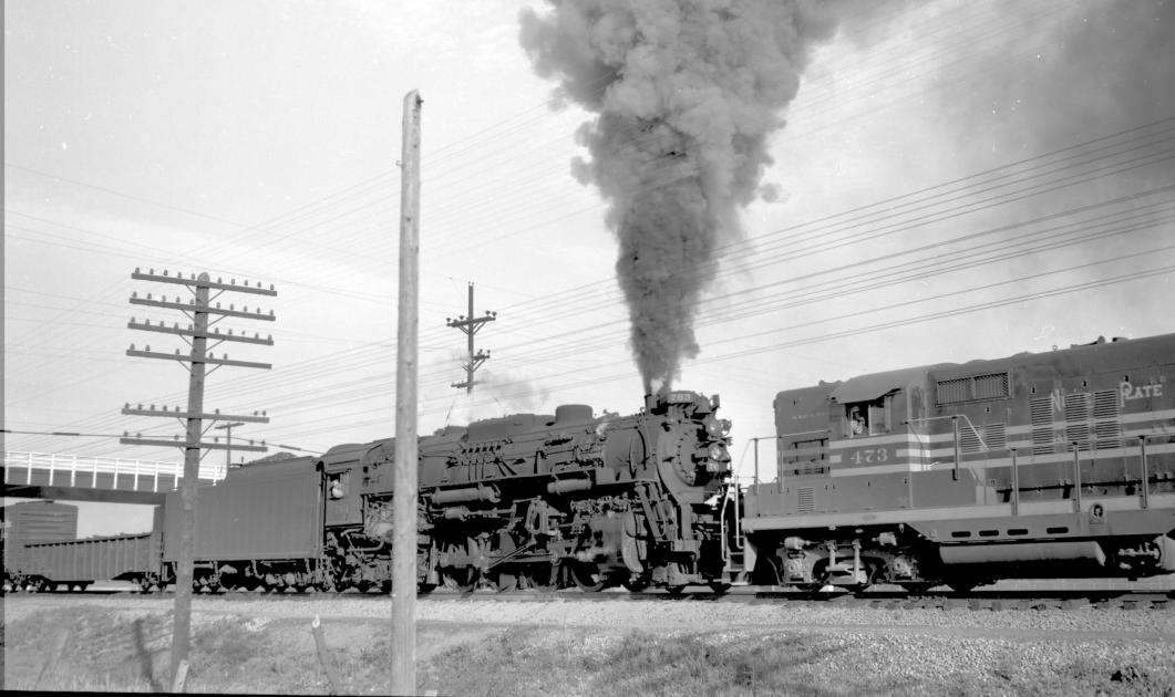 NKP S-2 763 Erie PA 5-14-1958 wotking hard with Geeps | The Nickel Plate Archive