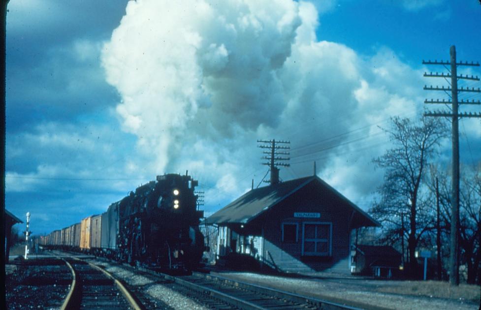 NKP S-2 769 Valparaiso In eastbound with train | The Nickel Plate Archive