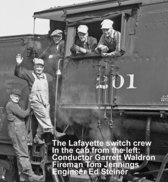 NKP U-2 201 Lafayette IN with crewmen | The Nickel Plate Archive