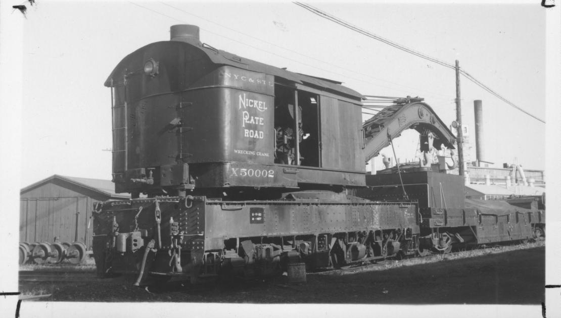 NKP Wreck Crane X50002 Muncie IN 10-2-1960 | The Nickel Plate Archive