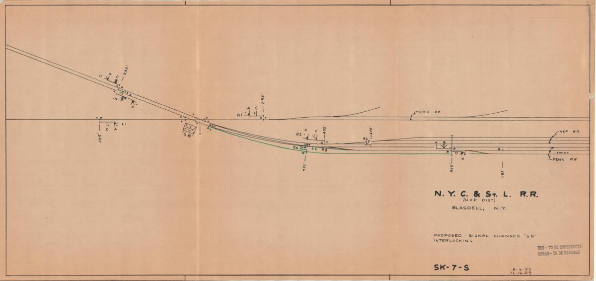 Map - NKP SK-7-S r1959-12-16 'GB' Interlocking Proposed Signal Changes ...