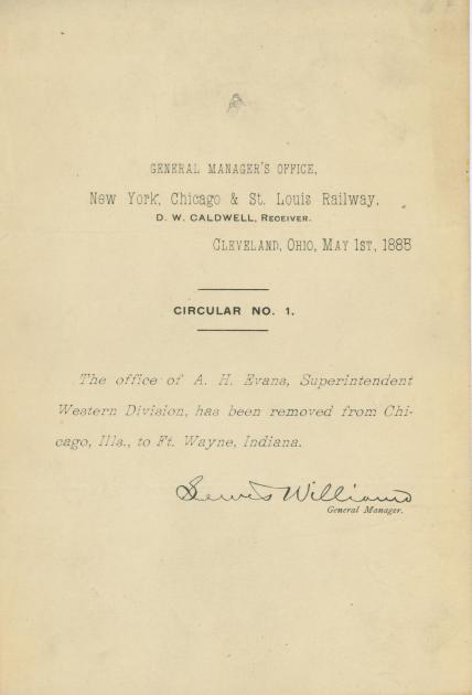 NKPHTS CIRCULAR NO 1 | The Nickel Plate Archive