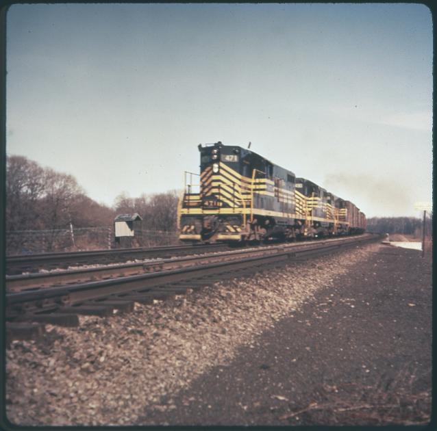 GP9s #471 and #490 in Old Fort OH in spring 1956 | The Nickel Plate Archive